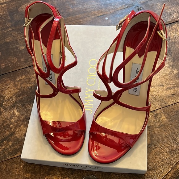 Jimmy Choo | Shoes | Jimmy Choo Red 5 Inch Stilletos Sandals | Poshmark